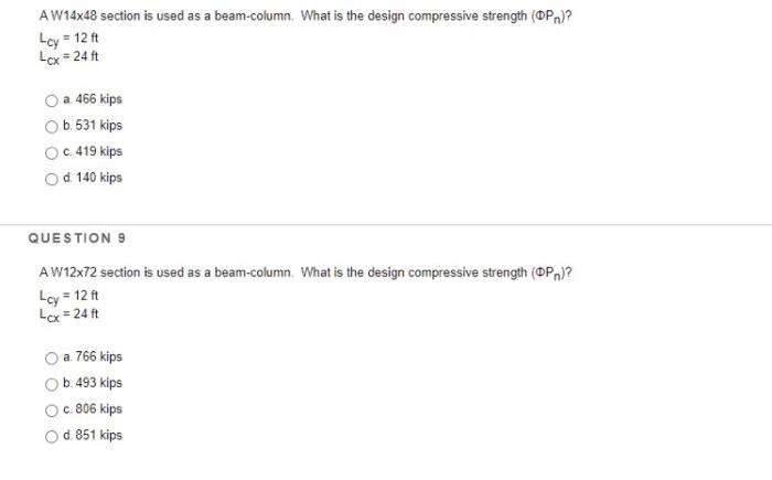 Solved A W14x48 section is used as a beam-column What is the | Chegg.com