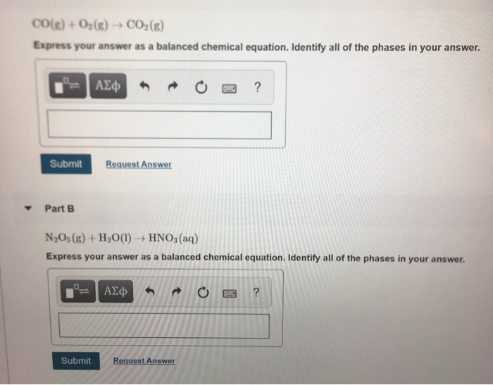 Solved CO(R) + O2() CO2(g) Express your answer as a balanced | Chegg.com