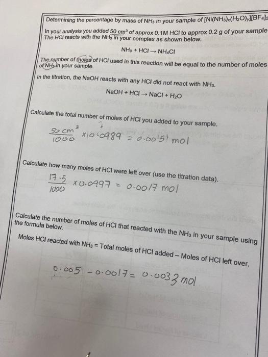 500674: Experiment 4 Nickel(II) Ammine Complex Answer | Chegg.com