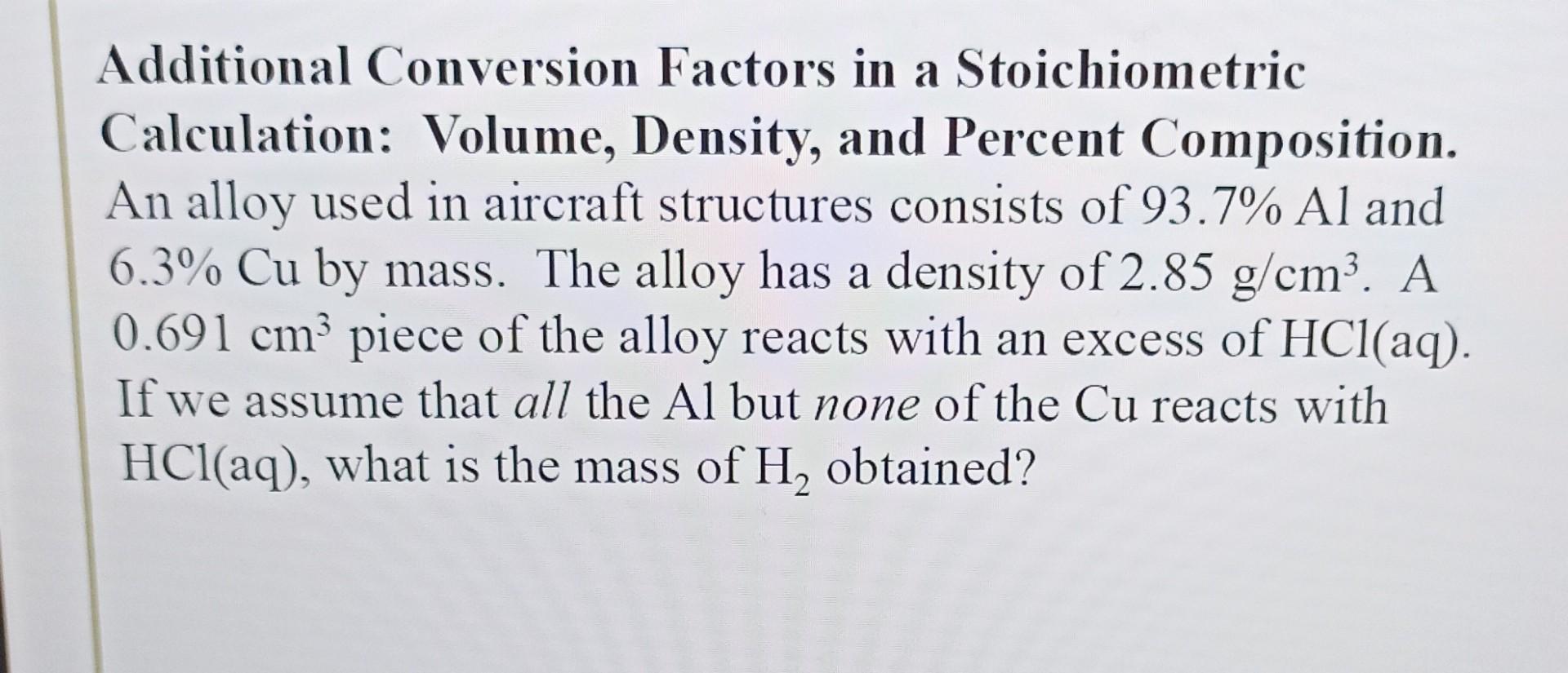 Solved Additional Conversion Factors in a Stoichiometric | Chegg.com
