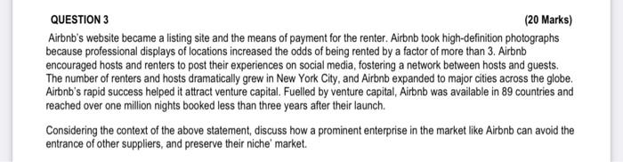 Solved QUESTION 3 (20 Marks) Airbnb's website became a | Chegg.com