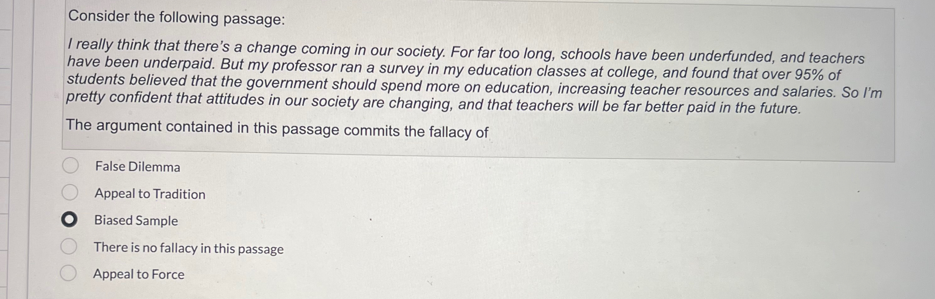 Solved Consider the following passage:I really think that | Chegg.com