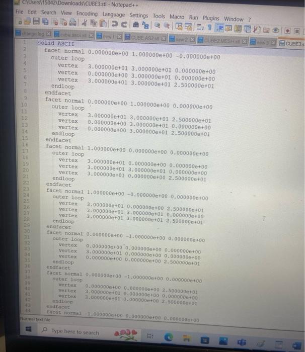Solved STL Code Assignment - Create a solid cube in CAD | Chegg.com