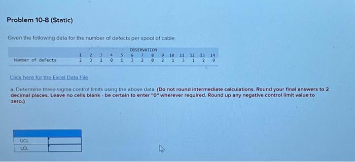 Solved Given the following data for the number of defects | Chegg.com