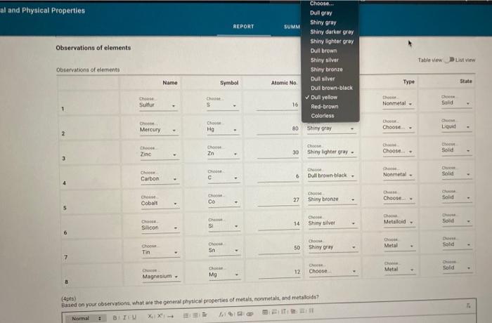 Solved Element sample Element name Appearance 1. Sulfur 2 | Chegg.com