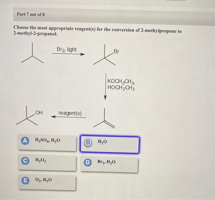 Solved Choose the most appropriate reagent(s) for the | Chegg.com