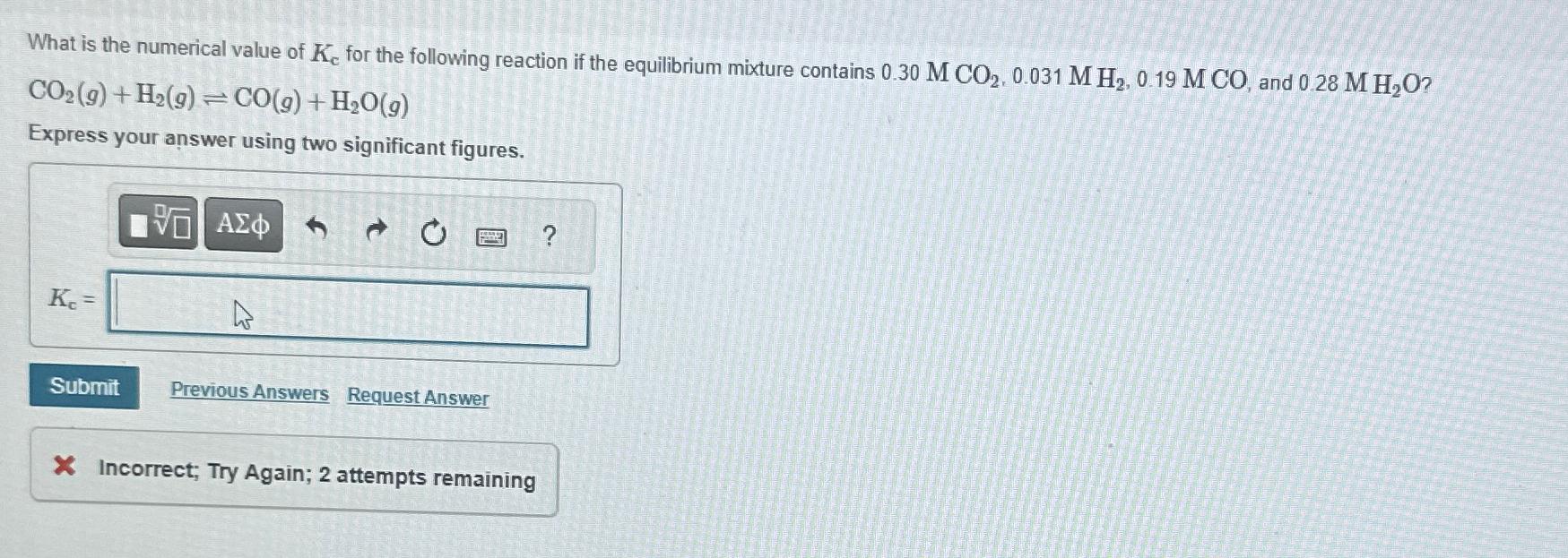 Solved What is the numerical value of Kc ﻿for the following | Chegg.com