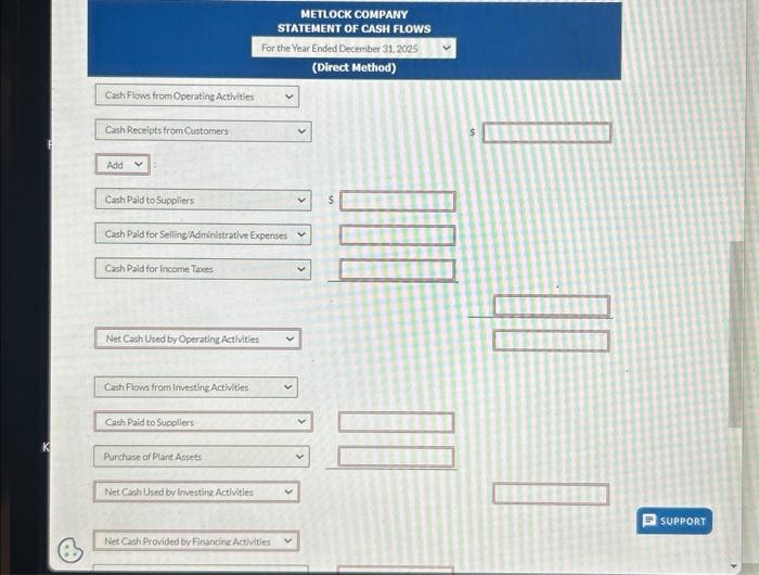 Solved Condensed financial data of Metlock Company for 2025 | Chegg.com
