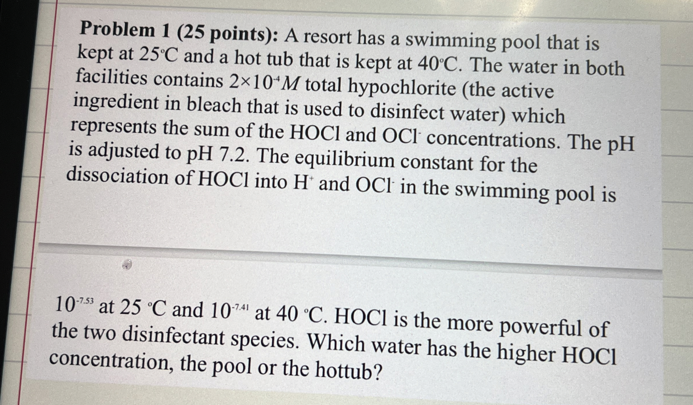 Solved Problem 1 ( 25 ﻿points): A resort has a swimming pool | Chegg.com