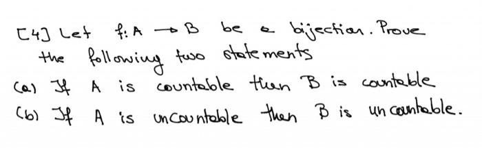 Solved be [4] Let f. A f. A B bijection. Prove the following | Chegg.com