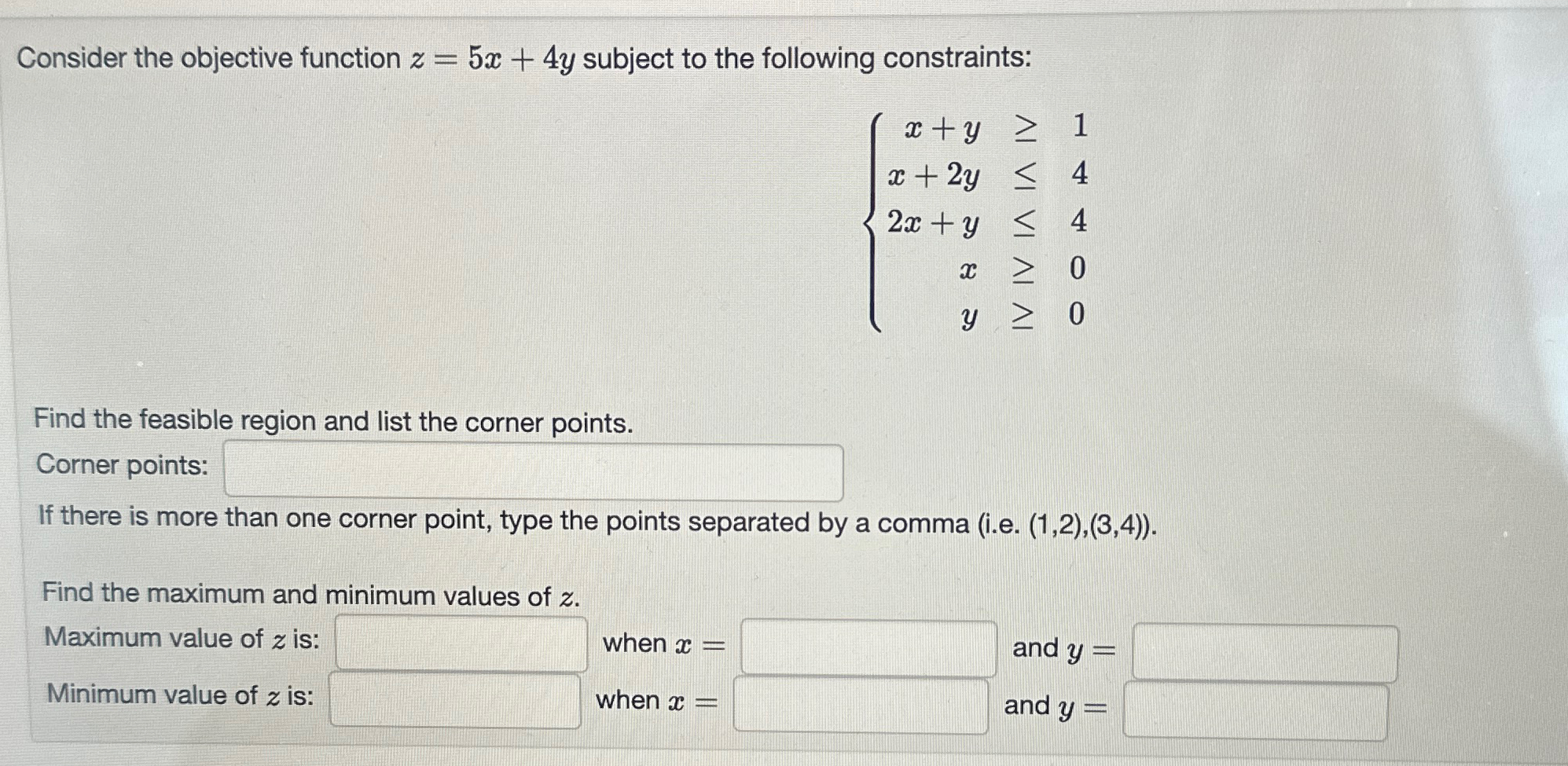 Solved Consider The Objective Function Z 5x 4y ﻿subject To