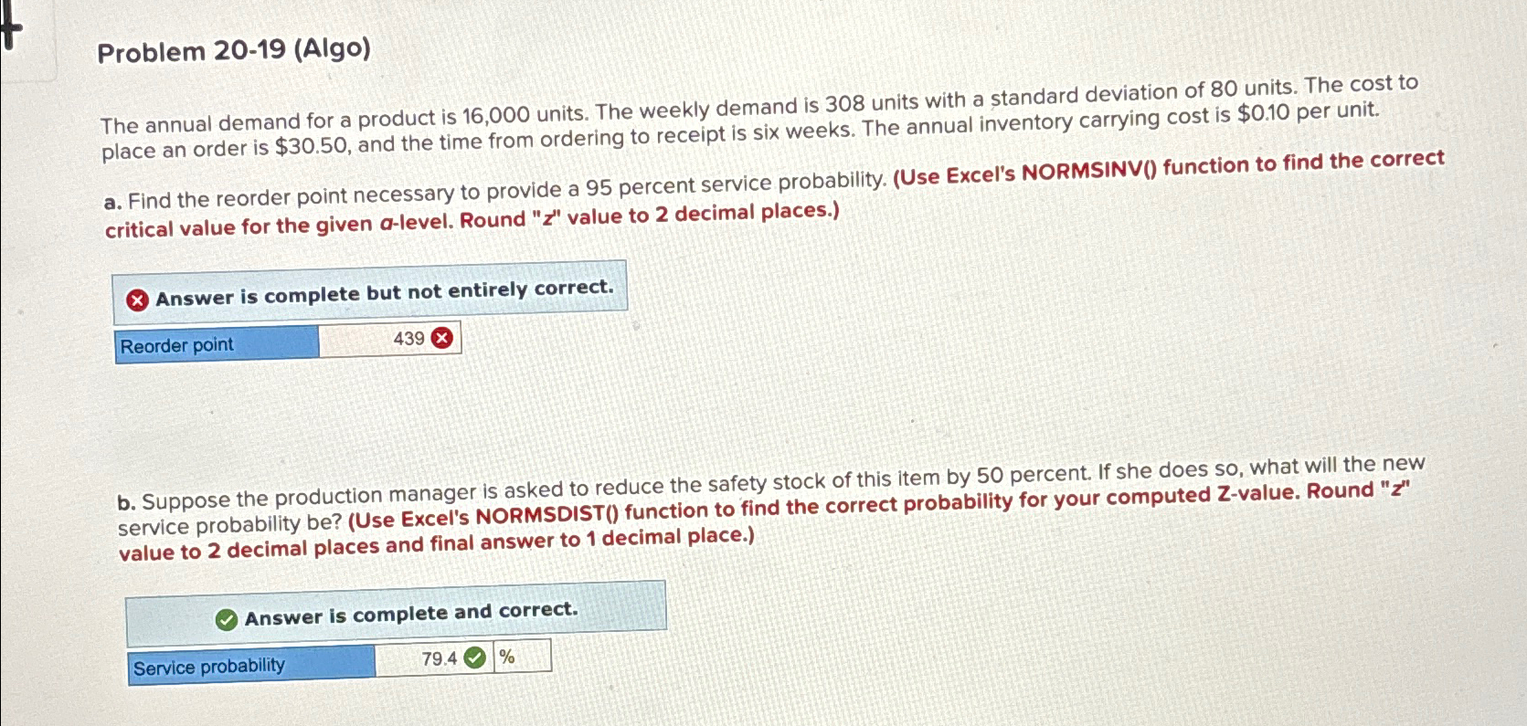 Solved Problem 20-19 (Algo)The annual demand for a product | Chegg.com Solved Problem 20-19 (Algo)The annual demand for a product | Chegg.com