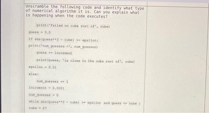 Solved Unscramble the following code and identify what type | Chegg.com