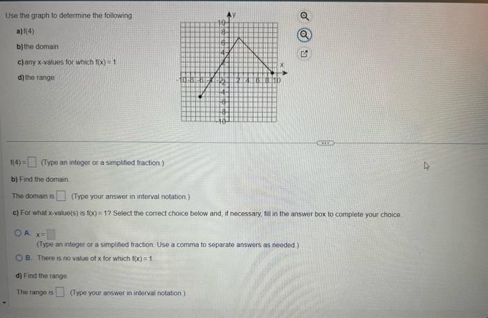 Solved Use the graph to determine the following. a) f(4) b) | Chegg.com