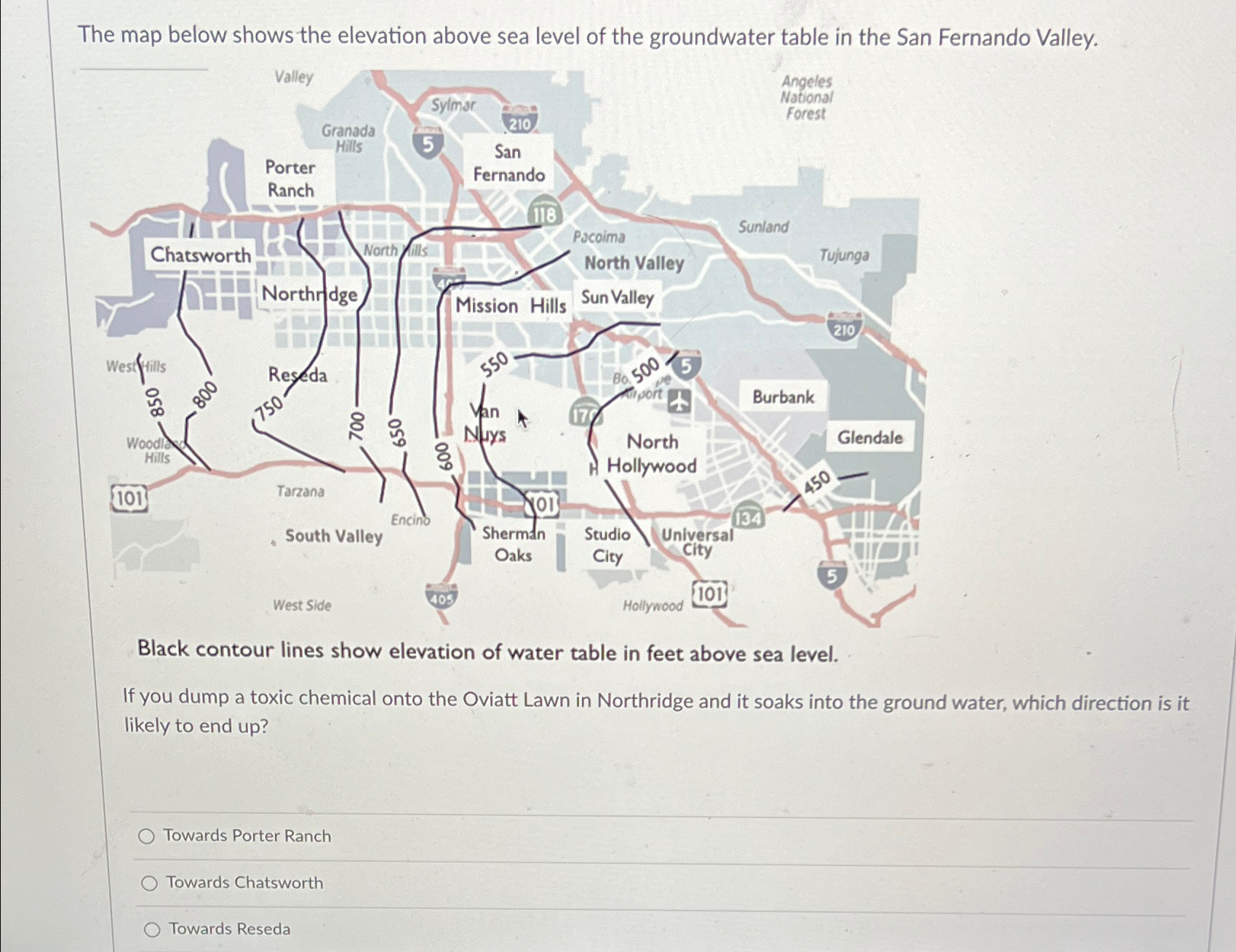 Solved The map below shows the elevation above sea level of | Chegg.com