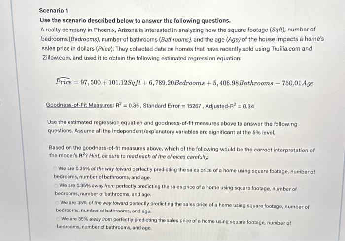 Solved Scenario 1 Use the scenario described below to answer | Chegg.com