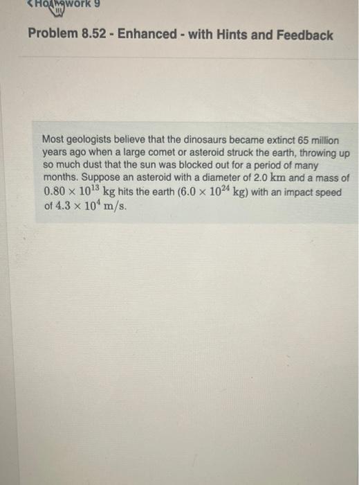 Solved Problem 8.52 - Enhanced - with Hints and Feedback | Chegg.com