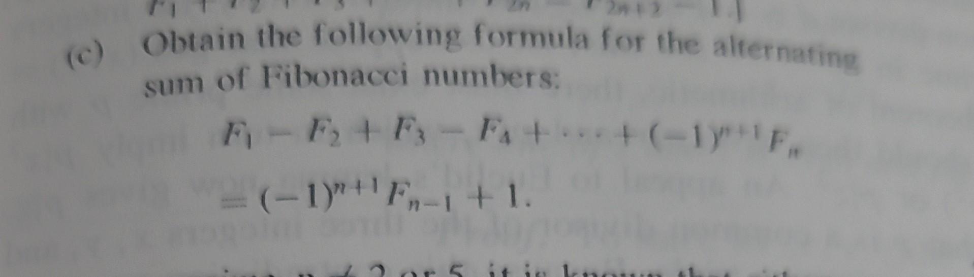 Solved Obtain the following formula for the alternating sum | Chegg.com