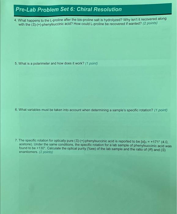 Solved 1. What is the purpose of chiral resolution? (1 | Chegg.com
