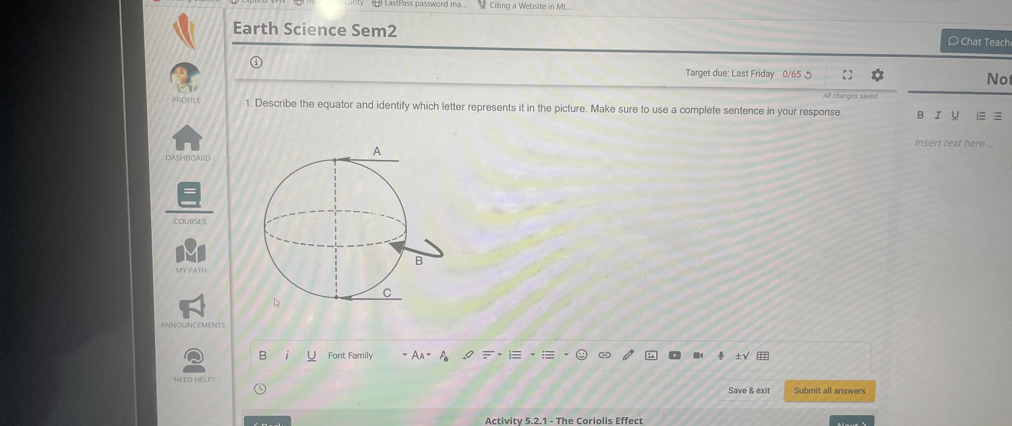 Solved Describe the equator | Chegg.com