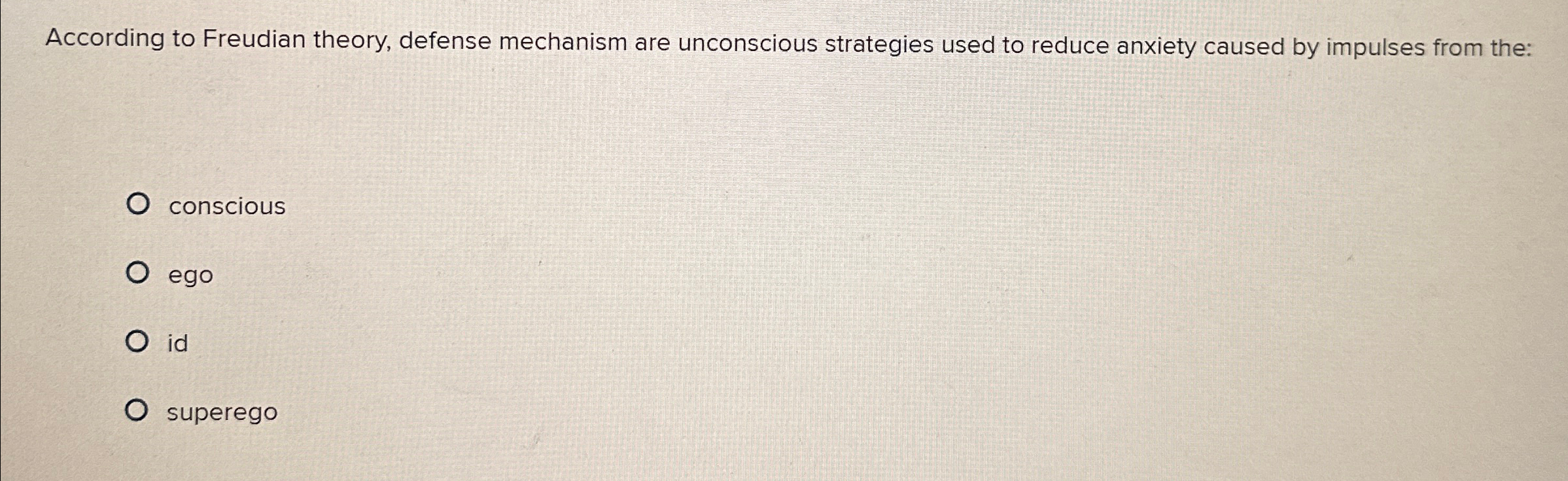 Solved According to Freudian theory, defense mechanism are | Chegg.com Solved According to Freudian theory, defense mechanism are | Chegg.com