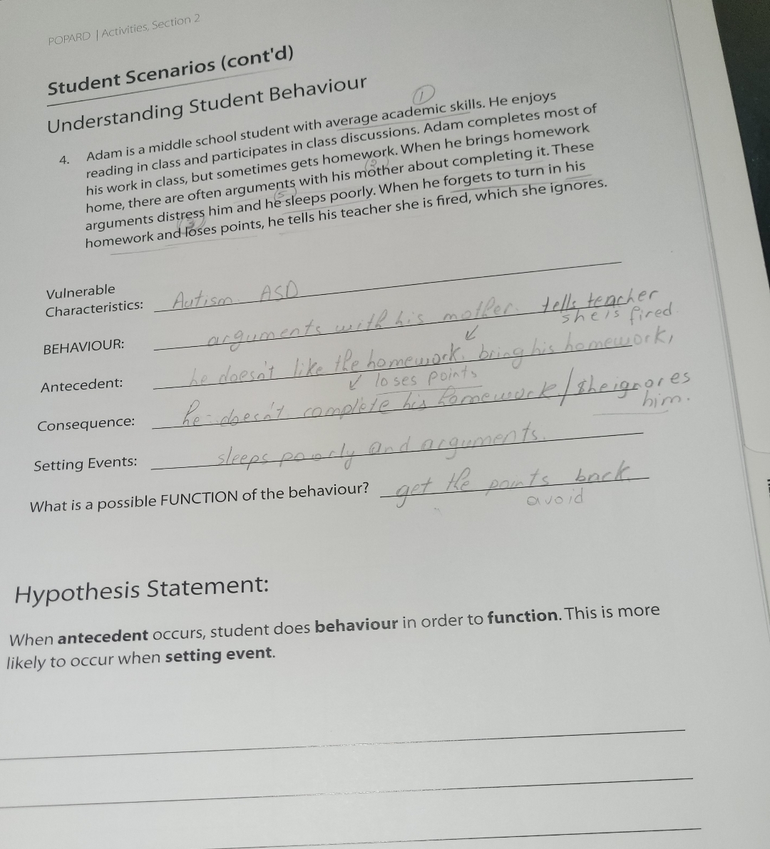 Solved POPARD | ﻿Activities, section 2Student Scenarios | Chegg.com