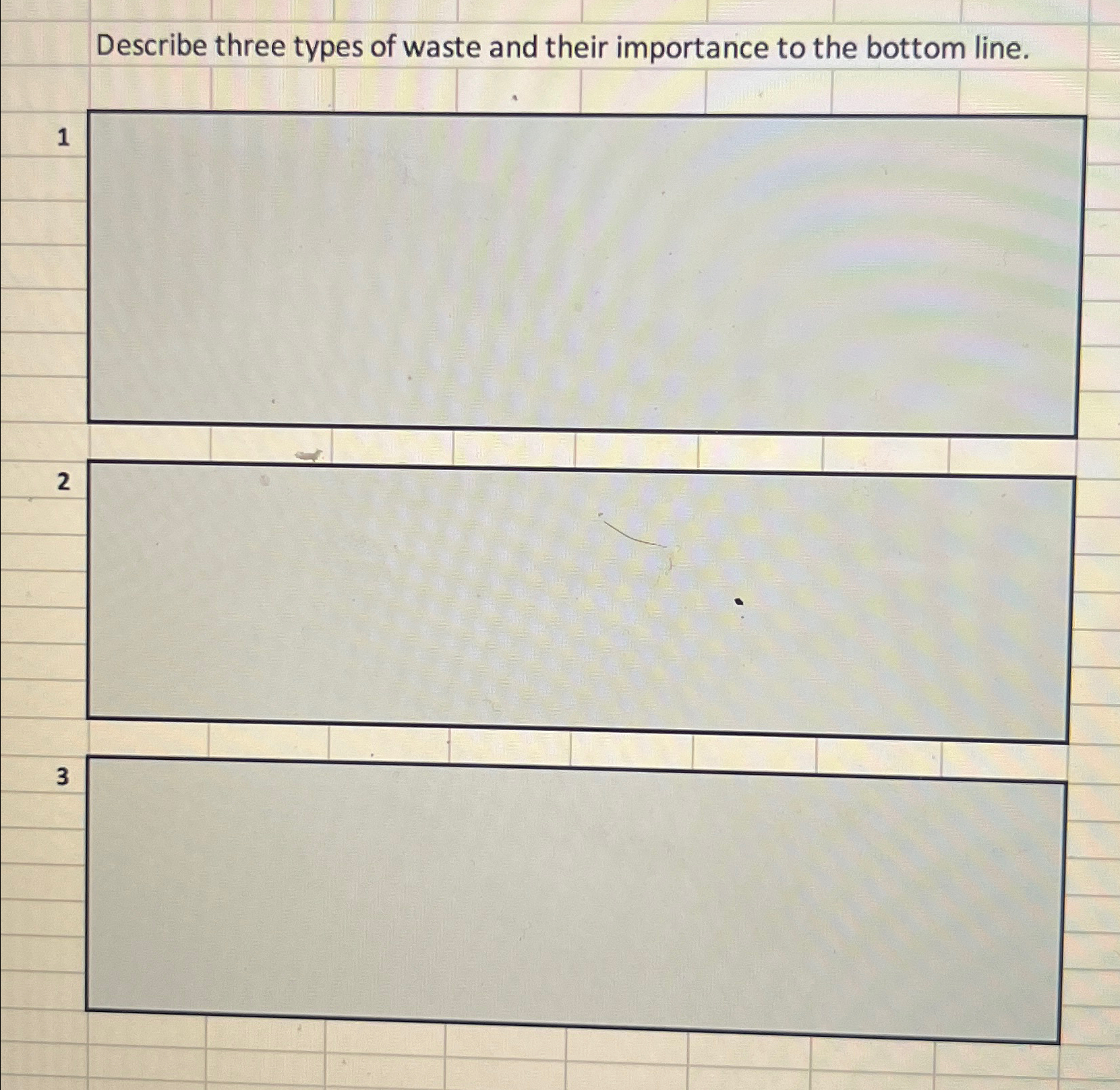Solved Describe three types of waste and their importance to | Chegg.com