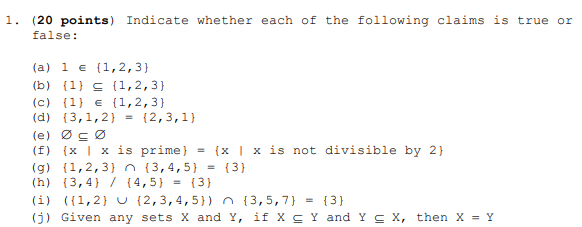 (20 ﻿points) ﻿Indicate whether each of the following | Chegg.com