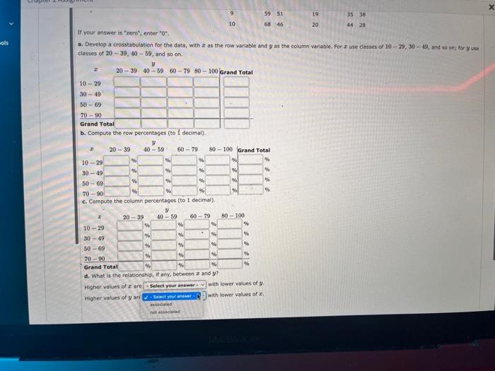 Solved a. Deveiop a crosstabulation for the data, with 2 as | Chegg.com