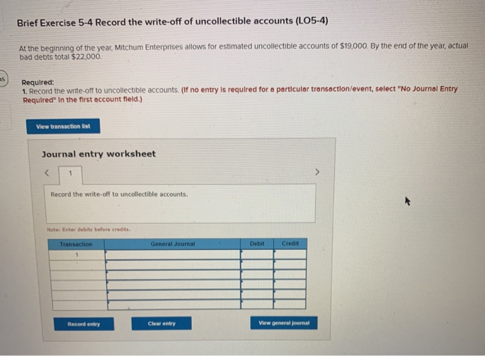 Solved Brief Exercise 5-4 Record the write-off of | Chegg.com