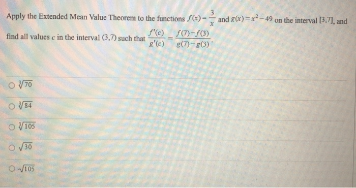 Solved X 3 Apply the Extended Mean Value Theorem to the | Chegg.com