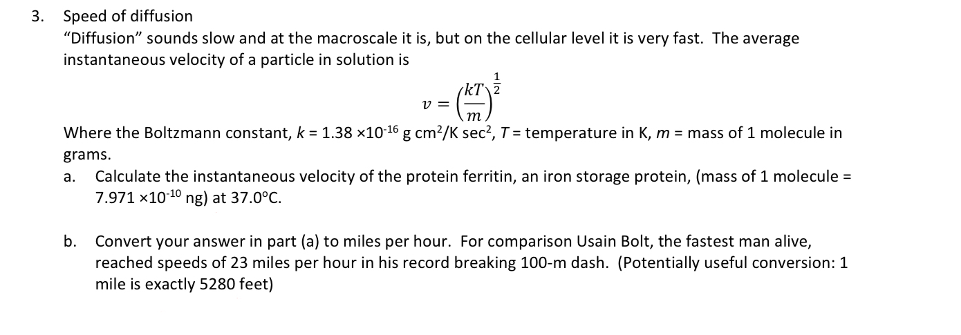 Solved Speed of diffusion"Diffusion" sounds slow and at the | Chegg.com