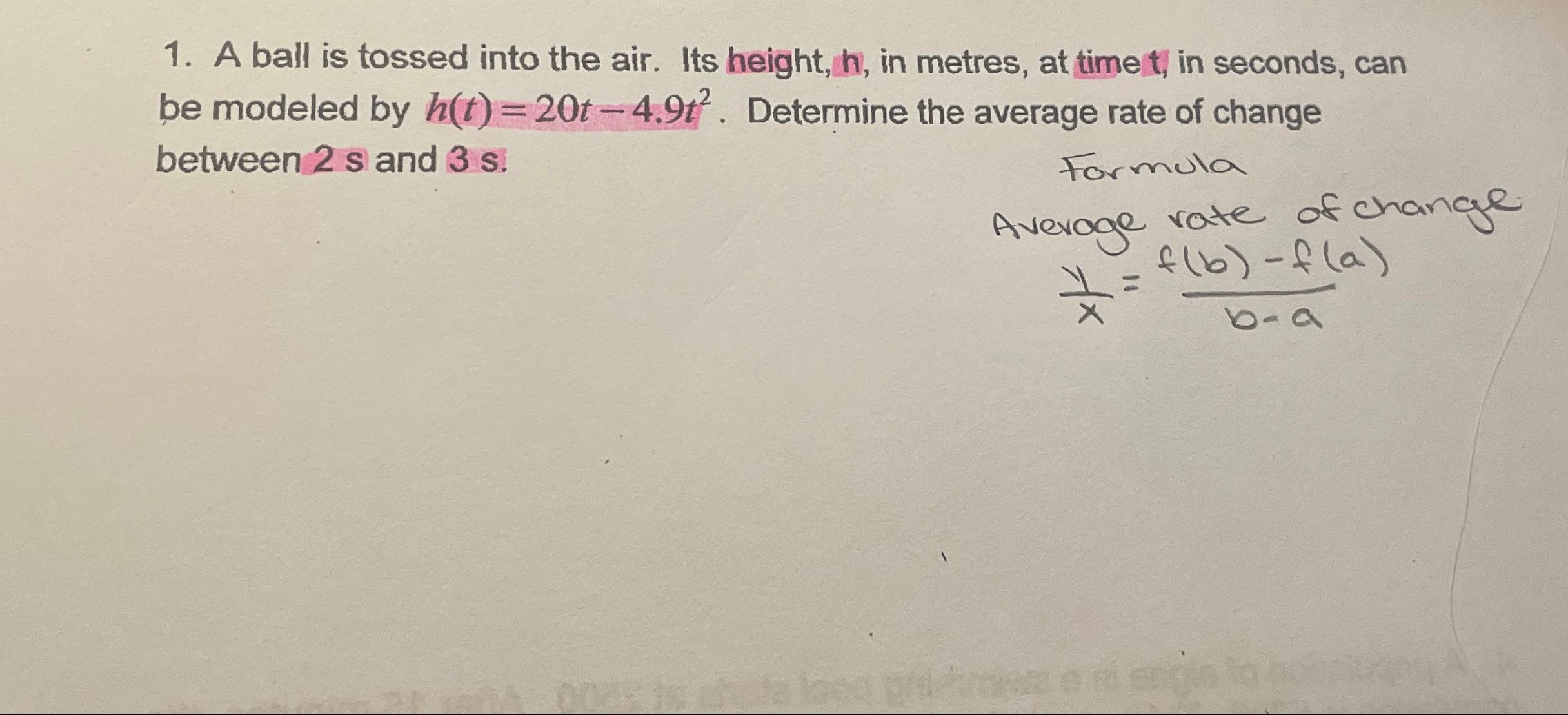 Solved A ball is tossed into the air. Its height, h, ﻿in | Chegg.com