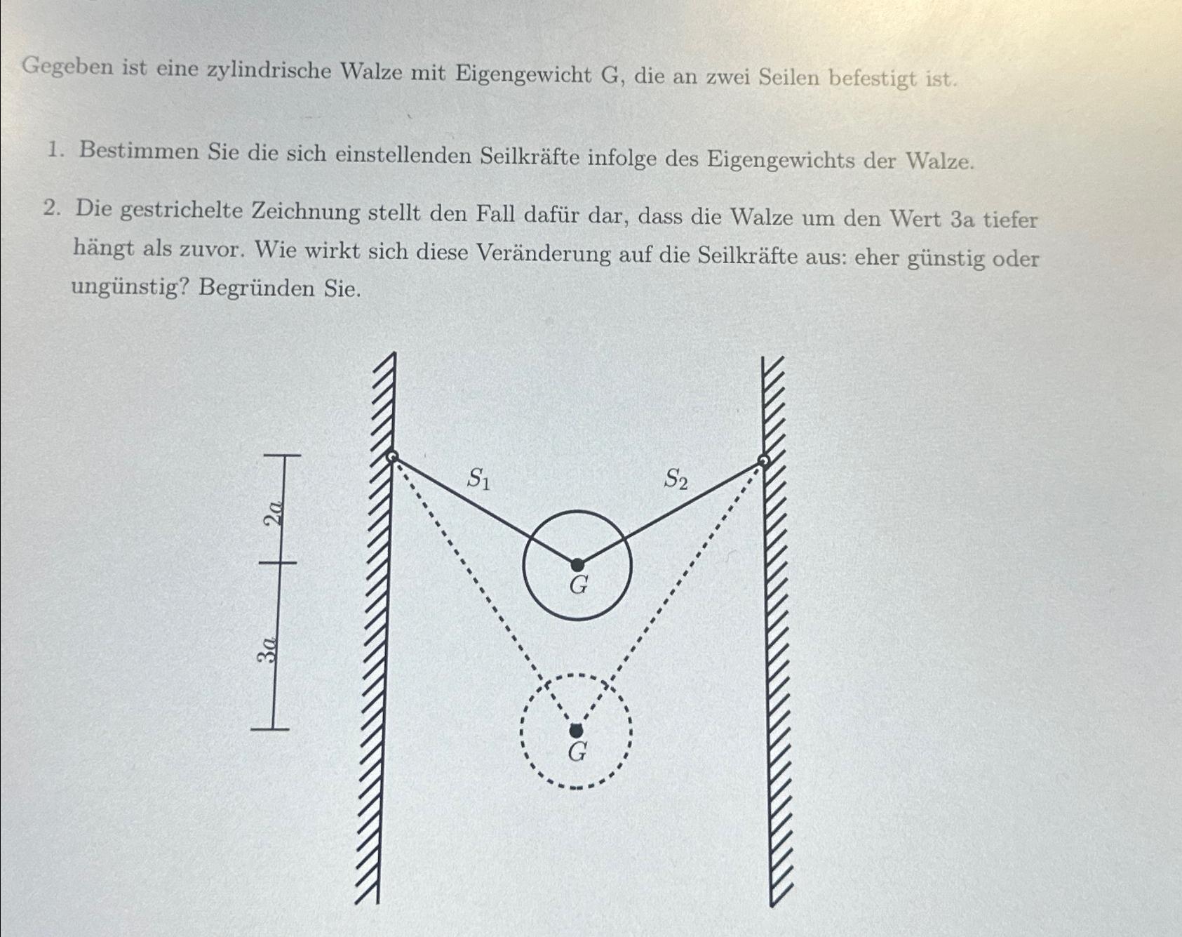Solved Gegeben ist eine zylindrische Walze mit Eigengewicht | Chegg.com