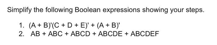 Solved Simplify The Following Boolean Expressions Showing 2908