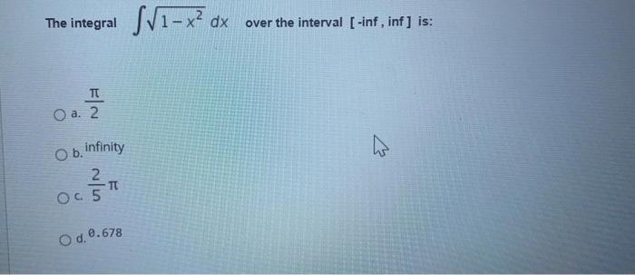 Solved The integral SV1-x? dx over the interval [-inf, inf] | Chegg.com