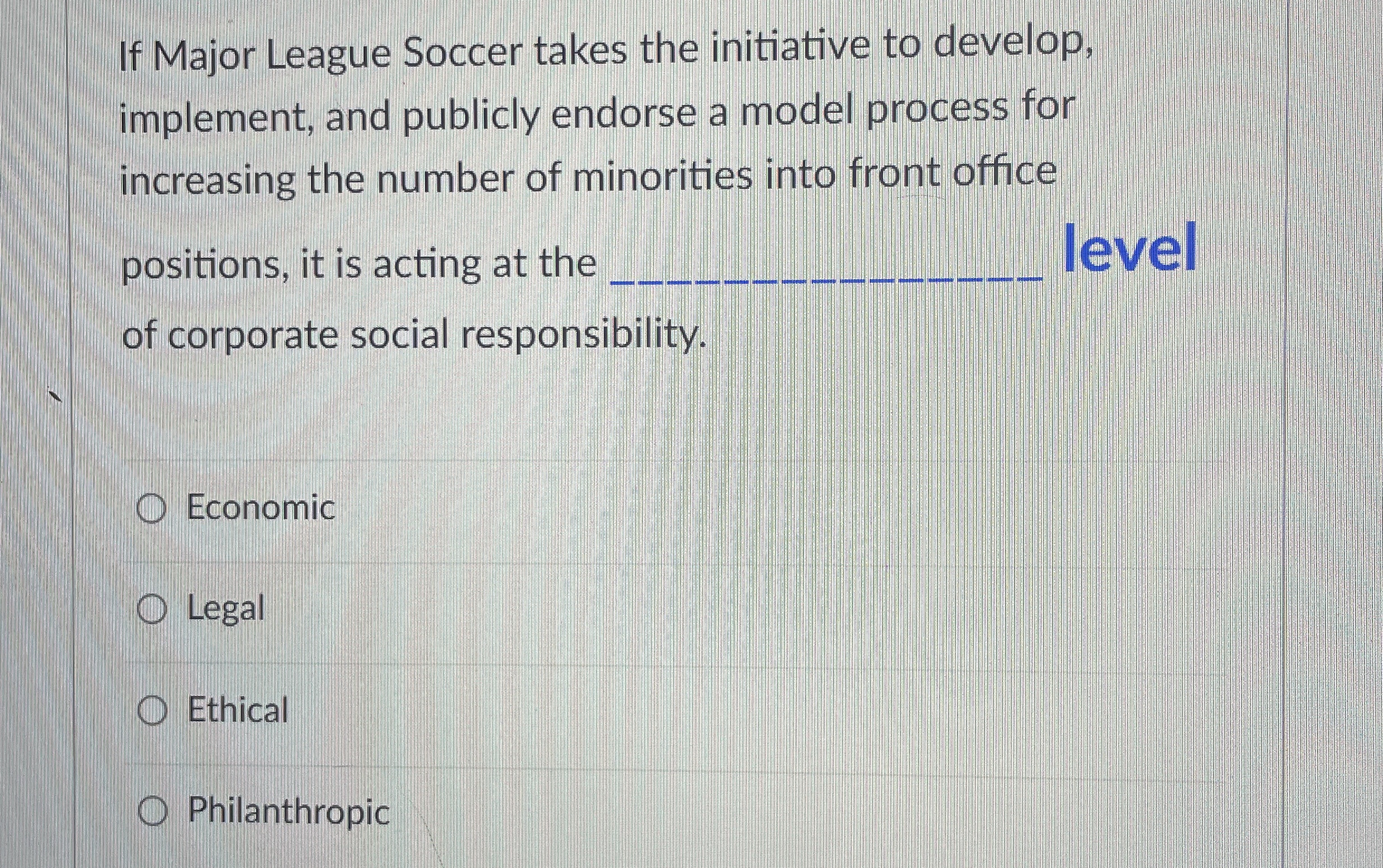 Solved If Major League Soccer takes the initiative to | Chegg.com
