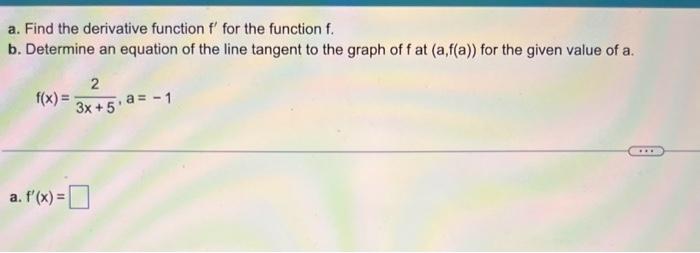 Solved a. Find the derivative function f′ for the function | Chegg.com
