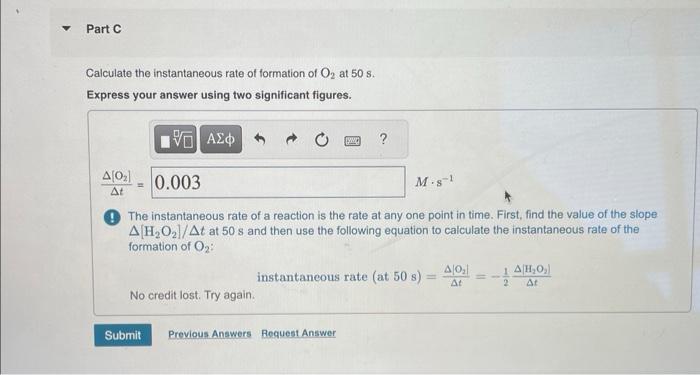 Solved Calculate the instantaneous rate of the reaction at | Chegg.com