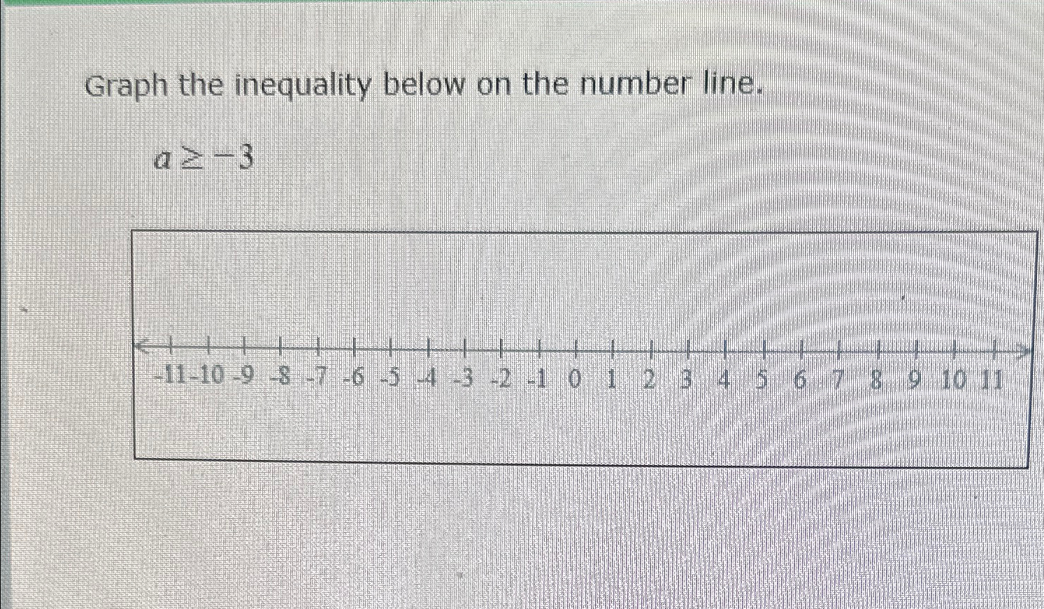 Solved Graph the inequality below on the number line.a≥-3 | Chegg.com