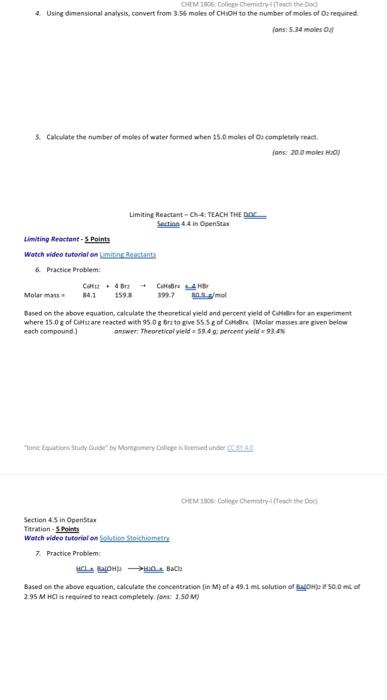 Solved 4. Using dimensional analysis, convert from 3.56 | Chegg.com
