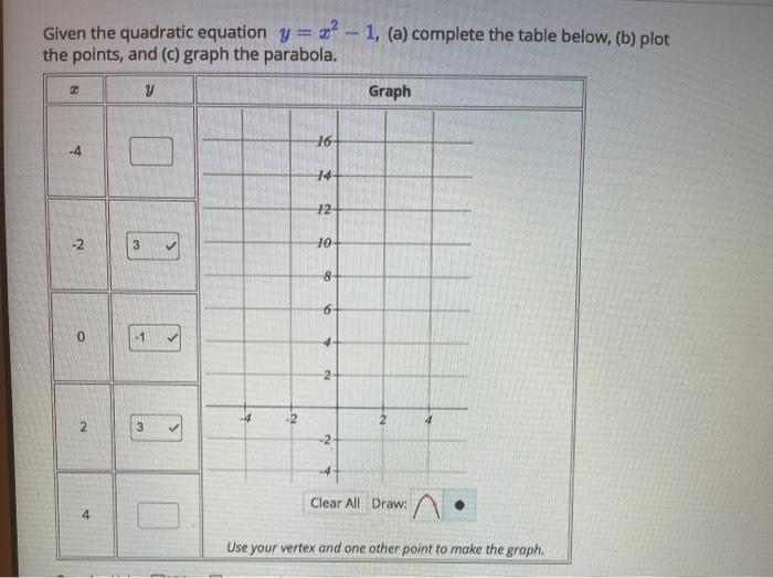 Solved Given the quadratic equation y = 22 +2, (a) complete | Chegg.com