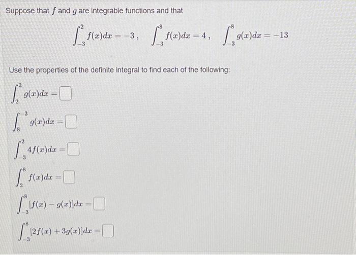 Solved Suppose that f and g are integrable functions and | Chegg.com