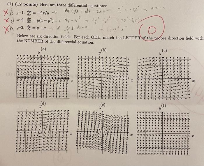 Solved (1) (12 points) Here are three differential | Chegg.com