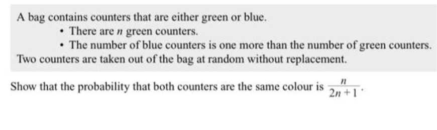Solved A bag contains counters that are either green or | Chegg.com