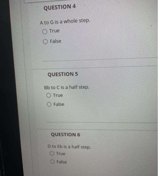 Solved QUESTION 1 A half step has 0 notes in between. O True | Chegg.com