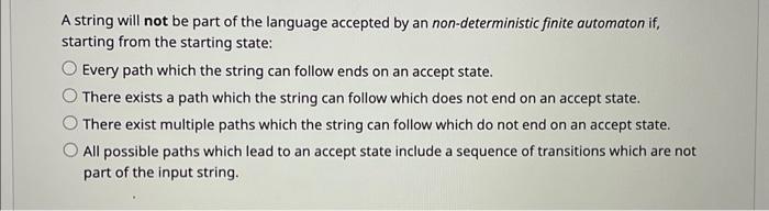 Solved A string will not be part of the language accepted by | Chegg.com
