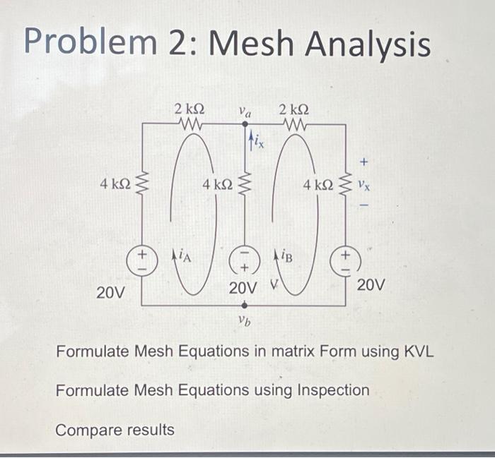 Solved Problem 2: Mesh Analysis Formulate Mesh Equations in | Chegg.com