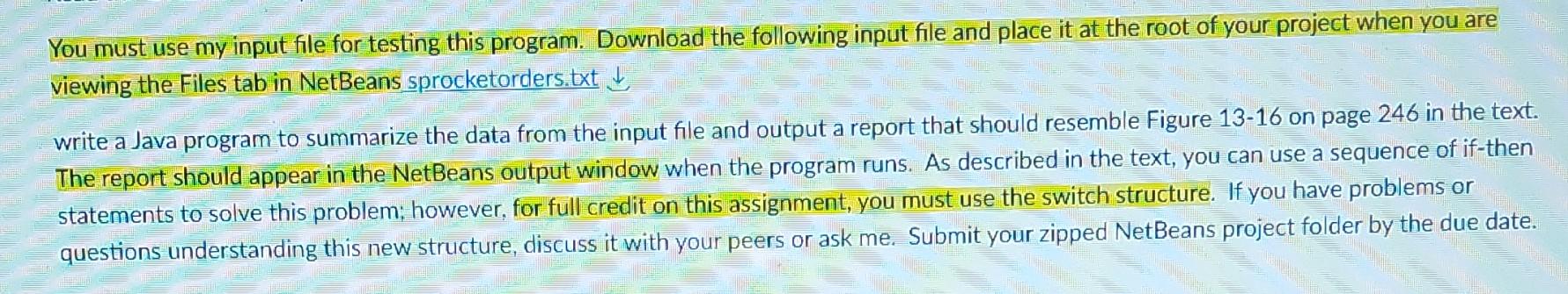 Solved You must use my input file for testing this program. | Chegg.com
