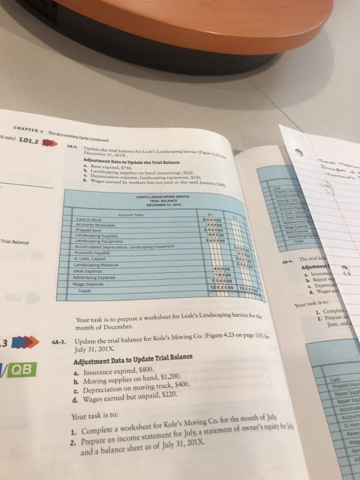 CHAPTER L01,2 Land Adjustment Data to Update the Tr a | Chegg.com